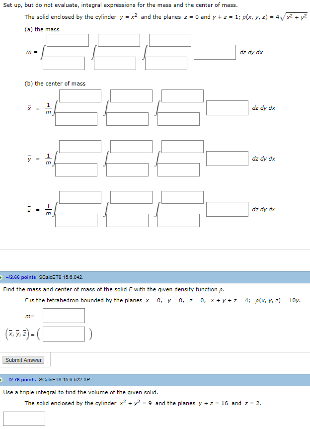 Solved Set up, but do not evaluate, integral expressions for | Chegg.com
