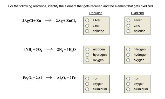 Solved For the following reactions, identify the element | Chegg.com