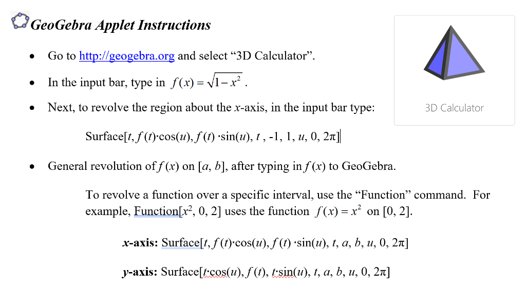 Solved GeoGebra Applet Instructions Go to | Chegg.com