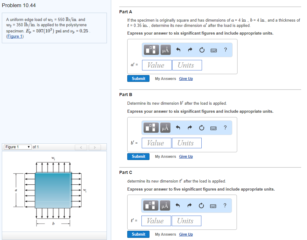 Solved Problem 10.44 Part A A uniform edge load of w 550 | Chegg.com
