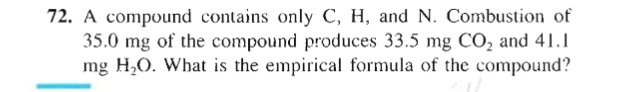 Solved A compound contains only C, H, and N. Combustion of | Chegg.com