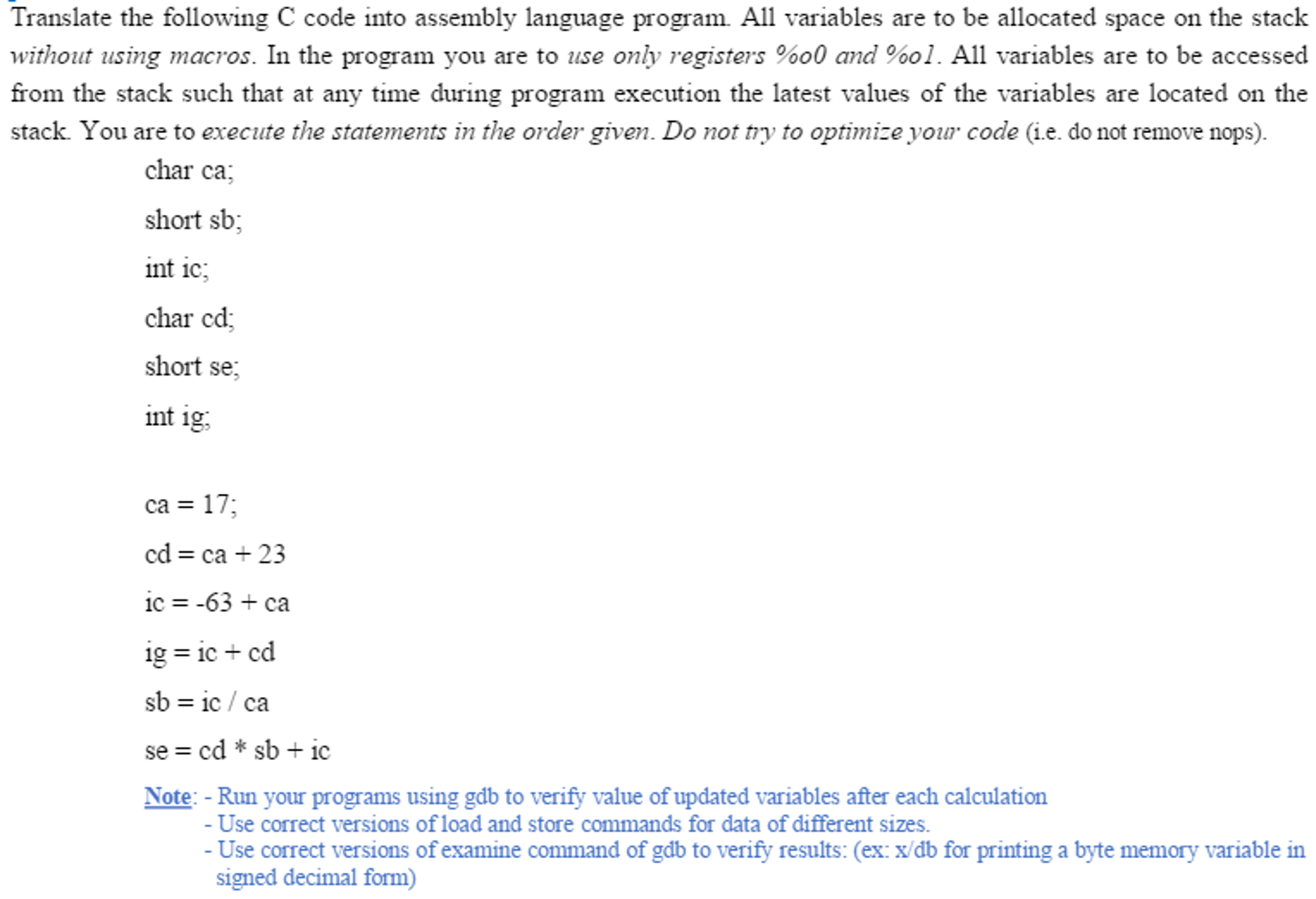 Solved Translate The Following C Code Into Assembly Language 3301