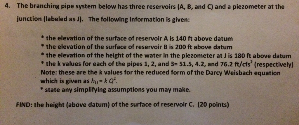 Solved 4. The branching pipe system below has three | Chegg.com