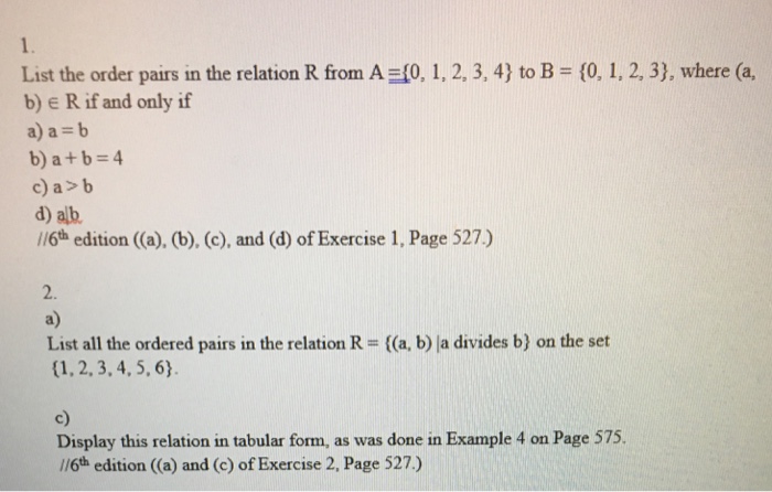 Solved List the order pairs in the relation R from A = {0, | Chegg.com