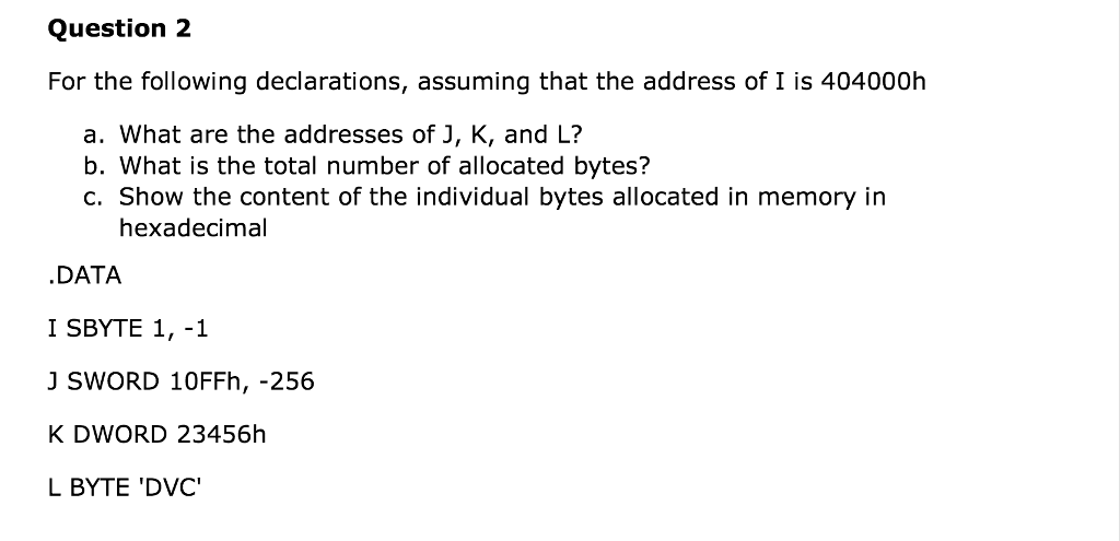 Solved For the following declarations, assuming that the | Chegg.com
