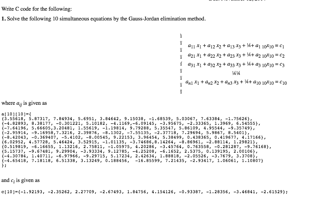 Solved Write C Code For The Following 1 Solve The