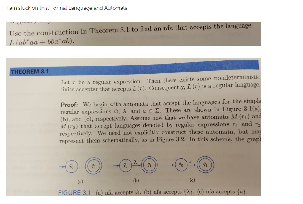 Solved Use the construction in Theorem 3.1 to find an nfa | Chegg.com