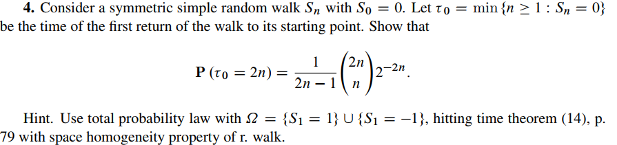 Solved 4 Consider A Symmetric Simple Random Walk Sn With
