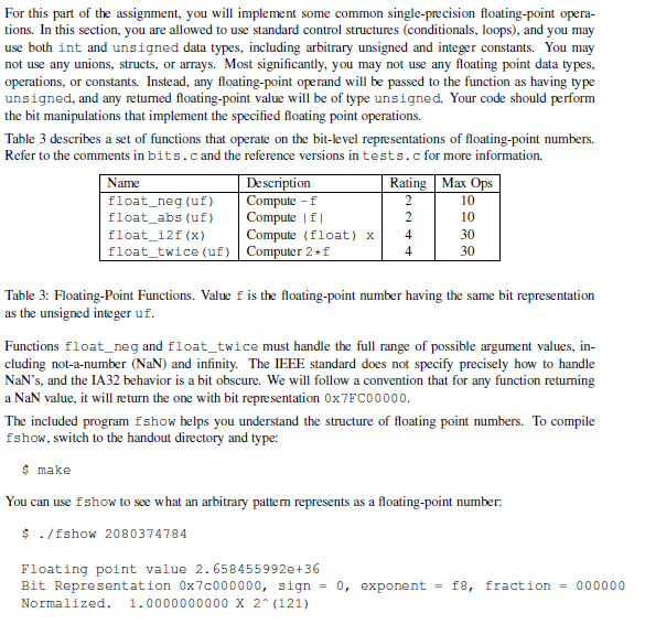 The bits.c file contains a skeleton for each of the | Chegg.com