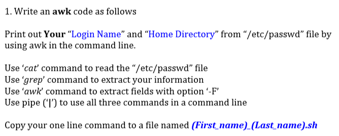 Write an awk code as follows Print out Your "Login | Chegg.com