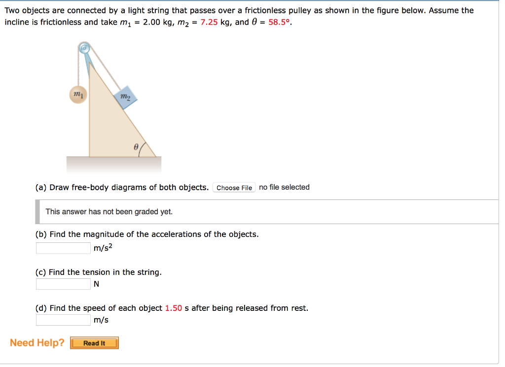 Solved Two objects are connected by a light string that | Chegg.com