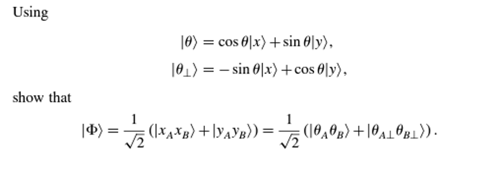 Using |theta) = cos theta|x)+ sin theta|;y), |theta) | Chegg.com