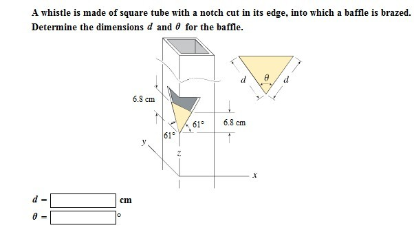 A whistle is made of square tube with a notch cut in | Chegg.com