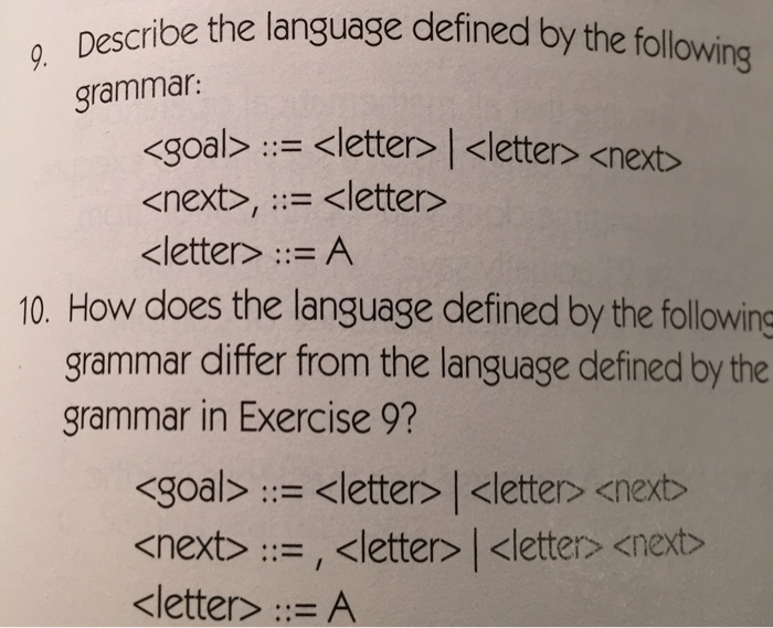 Solved 9 Describe the language defined by the follow13 | Chegg.com
