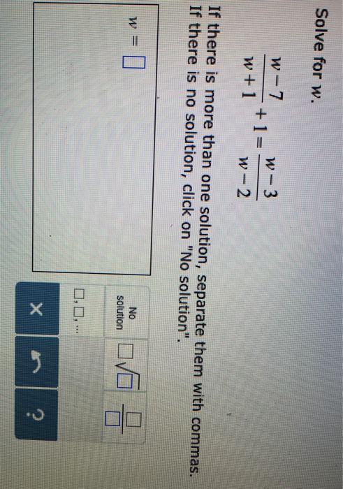 Solved Solve for w. If there is more than one solution, | Chegg.com