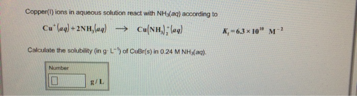 Solved Copper(I) ions in aqueous solution react with NH3(aq) | Chegg.com