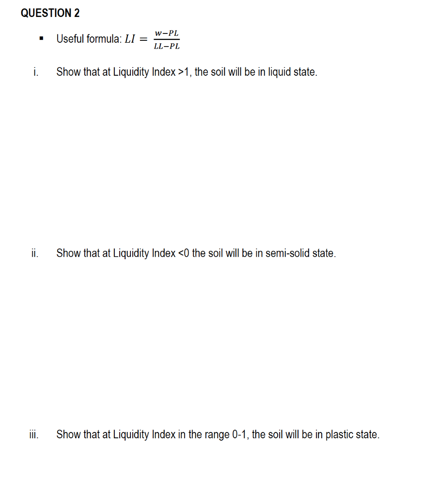 Solved QUESTION 2 W-PL Useful formula: L1 = . LL-PL i. Show | Chegg.com