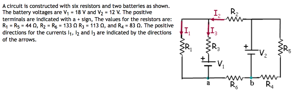 Solved A circuit is constructed with six resistors and two | Chegg.com