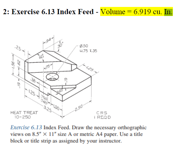 Solved 2: Exercise 6.13 Index Feed-Volume 6.919 cu. In 50 | Chegg.com