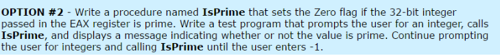 Solved Write a procedure named IsPrime that sets the Zero | Chegg.com