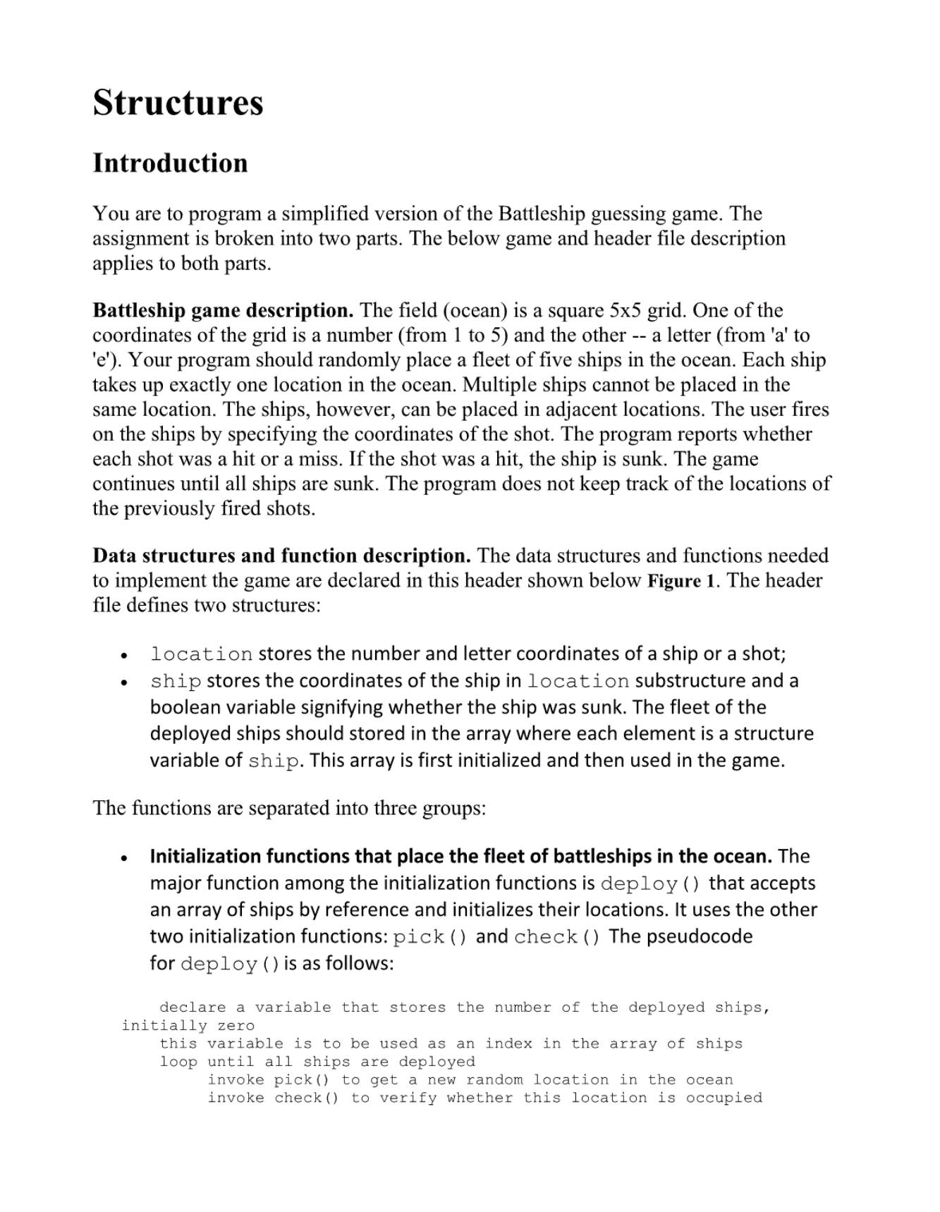 Solved Structures Introduction You are to program a | Chegg.com
