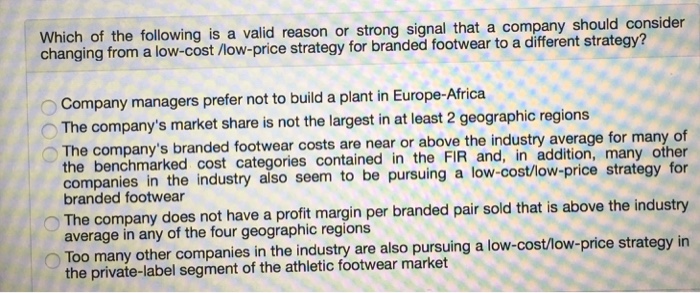 Solved Which of the following is a valid reason or strong | Chegg.com