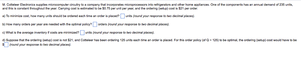 Solved M. Cotteleer Electronics supplies microcomputer | Chegg.com