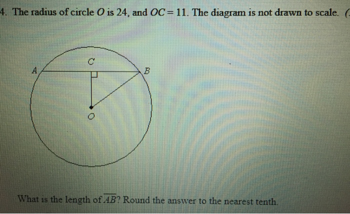 Solved The radius of circle O is 24, and OC =11 The diagram | Chegg.com