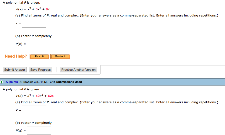 Solved A Polynomial P Is Given P x X 3 5x 2 9x Find Chegg