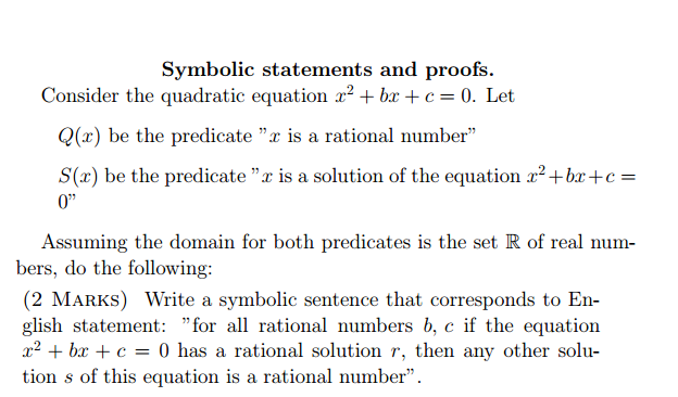 Solved Symbolic statements and proofs. Consider the | Chegg.com