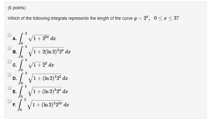 Solved (6 points) Which of the following integrals | Chegg.com