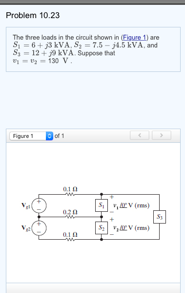 Solved Problem 10.23 The three loads in the circuit shown in | Chegg.com