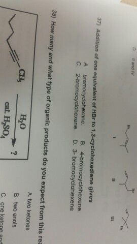 Solved Addition of one equivalent of HBr to 1, | Chegg.com