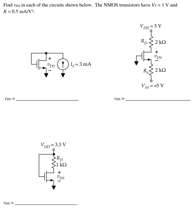 Solved Find v_DS in each of the circuits shown below. The | Chegg.com