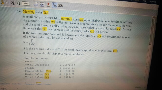 Solved HelpSin 14. Monthly Sales Tax A retail company must | Chegg.com
