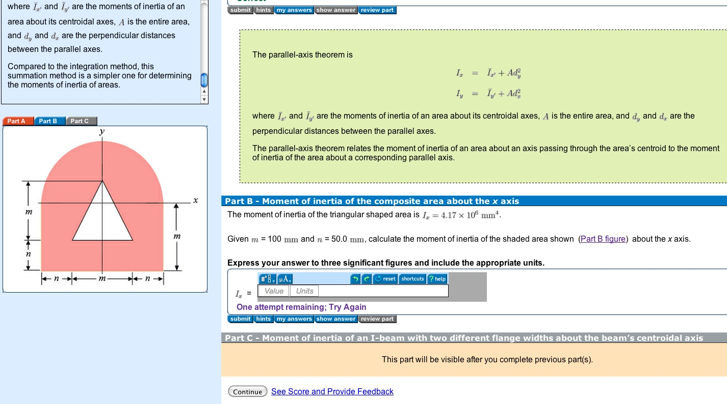 Solved The moment of inertia of the triangular area is | Chegg.com
