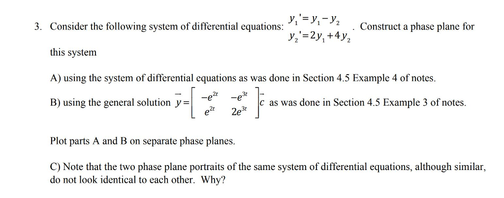 Solved -24Consmet a phase plan for 3. Consider the following | Chegg.com