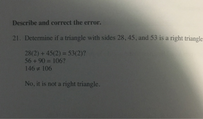 Solved Determine if a triangle with sides 28, 45, and 53 is | Chegg.com
