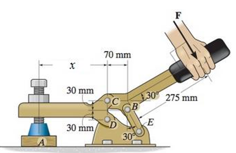 Solved Given the clamp with dimensions shown. Find the arm | Chegg.com