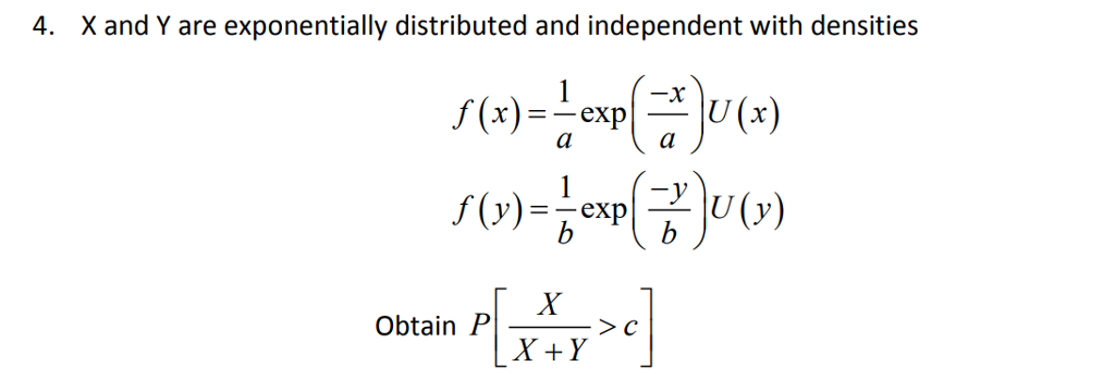 Solved 4. X and Y are exponentially distributed and | Chegg.com