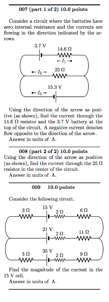 Solved 007 (part 1 of 2) 10.0 points Consider a circuit | Chegg.com