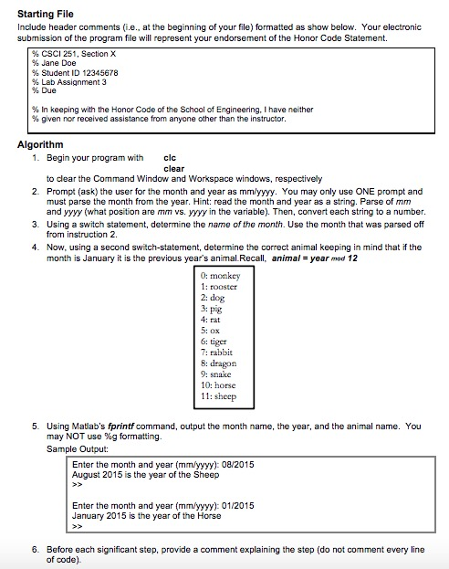 Solved Lab Assignment 3- Chinese Zodiad CSCI 251 Problem | Chegg.com