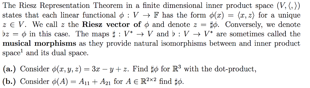 Solved The Riesz Representation Theorem In A Finite