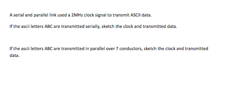 Solved A serial and parallel link used a 2MHz clock signal | Chegg.com