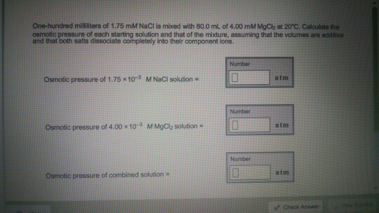 Solved One-hundred milliliters of 1.75 mM NaCl is mixed | Chegg.com