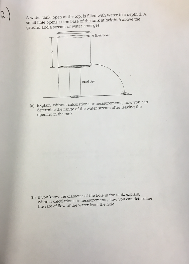 Solved A water tank, open at the top, is filled with water | Chegg.com
