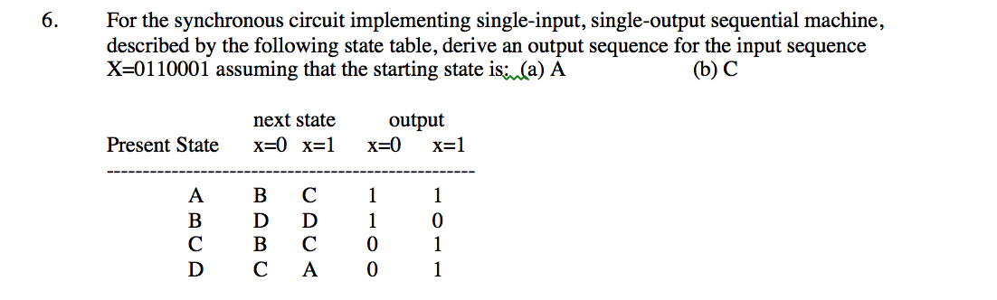 Solved For the synchronous circuit implementing | Chegg.com