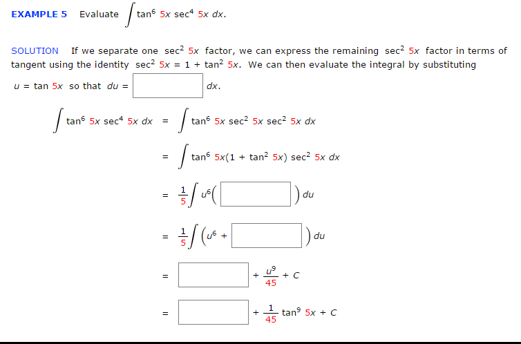 Solved Evaluate integral tan^6 5x sec^4 5x dx. If we | Chegg.com