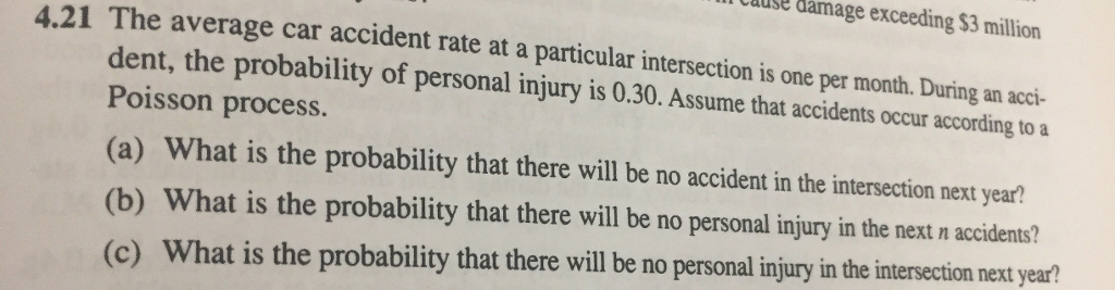 Solved The average car accident rate at a particular | Chegg.com