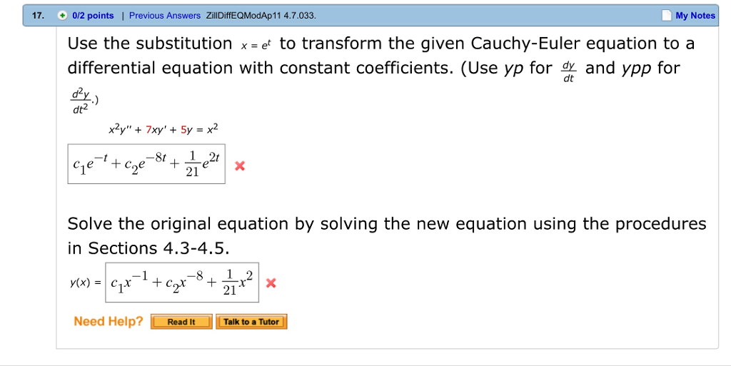 Solved Use the substitution x = e^t to transform the given | Chegg.com